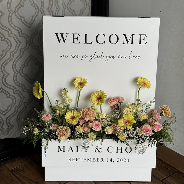 Flower Box Welcome Sign - Wedding Welcome Sign - Personalized Decor - Etsy