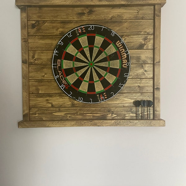 Handmade, Solid Wood Rustic Dart Board Surround, Walnut Wax Frame/ Walnut Wax Backboard ...