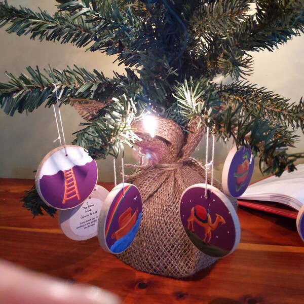 Advent Jesse Tree Book 6x9 & Purple Ornaments- Storybook Set - Includes ...
