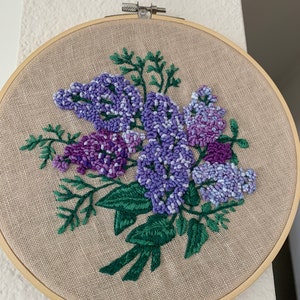 Violet Crocus Embroidery Pattern Video Tutorial, Flower Embroidery ...
