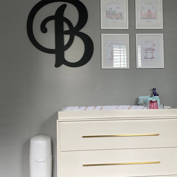 Cursive Wood Letter: Large Maple Monogram Wall Decor - Etsy