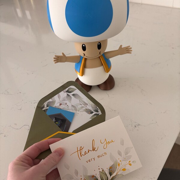 10" Blue Super Mario Toad Figure - 3D Printed Retro Gaming Collectible ...