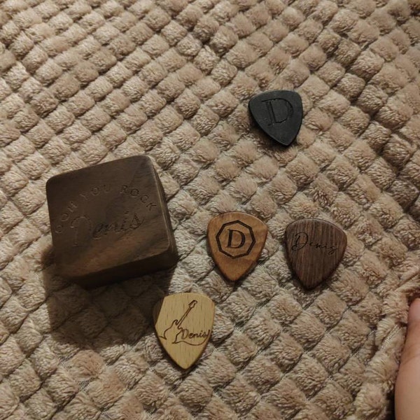 Custom Wooden Guitar Picks Box,personalized Guitar Pick Holder Storage ...