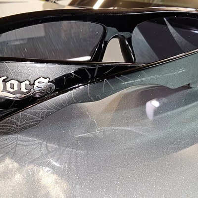 LOCS Sunglasses Shades Graffiti Skull Printed Legs Black Plastic Frames ...