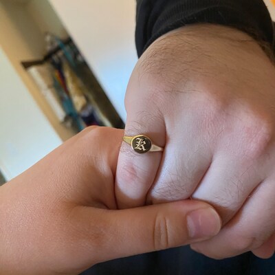 14k & 18k Gold Engraved Signet Ring / Handmade Signet Ring / Gold ...