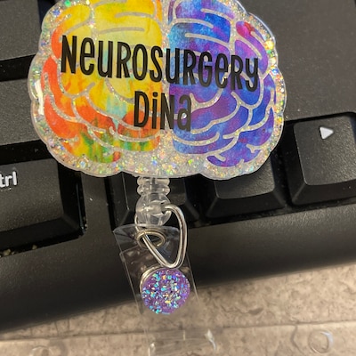 Brain Badge Reel Personalized Glitter Brain Nurse Gift - Etsy
