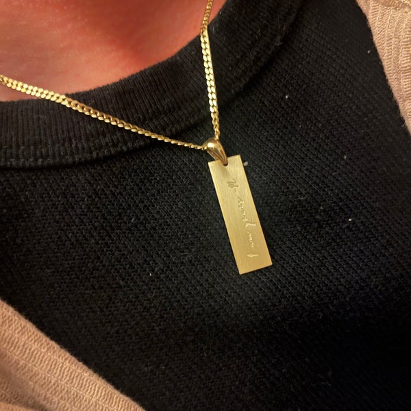 925 Sterling Silver Engraved Custom Necklace for Men Fathers Day Gift ...