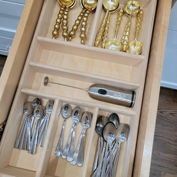 Up to 12 Inches Wide - Custom Baltic Birch Drawer Organizer, Silverware ...