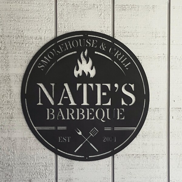 Personalized Smokehouse Sign, Personalized Metal Grilling Sign, Metal ...