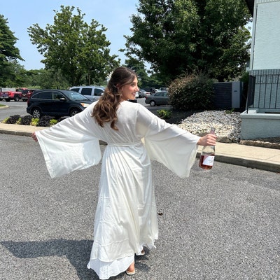 Bridal Long Silk Robe Wedding Robe Floor Length Gown Silky Kimono ...