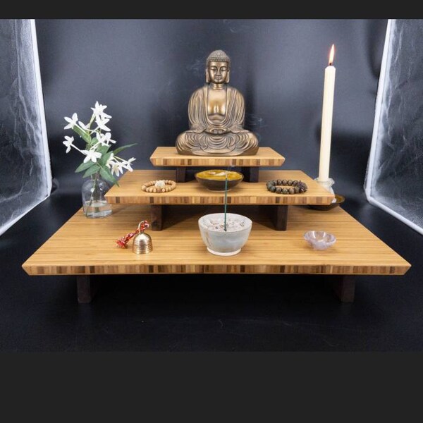 Floor Altar and Riser. Beautifully Handcrafted Bamboo Top With Walnut ...