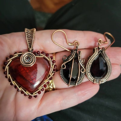 Red Flash Labradorite Gemstone Pendant Copper Wire Wrapped Pendant ...