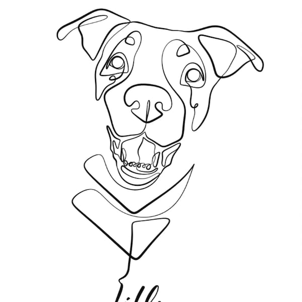 Custom Dog Portrait, Line Drawing, Pet Art, Personalised Dog Portrait ...