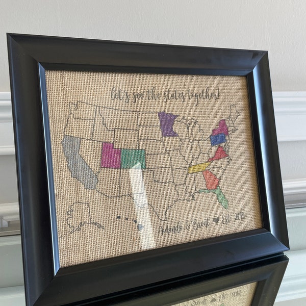 Travel Map of USA - Engagement Gifts for Couple - United States ...