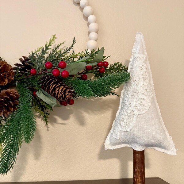 Vintage Grain Sack Tree, Farmhouse Christmas Decor, Neutral Christmas ...