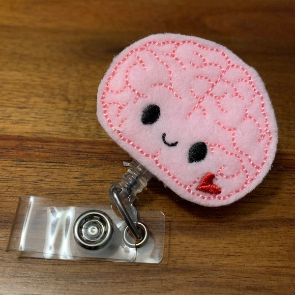 Brain Badge Reel - Brain - Feltie Badge Reel - Cute Badge Clip ...