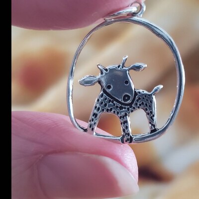 Sterling Silver Goat Charm Necklace Silver Goat Pendant Goat Charm on ...