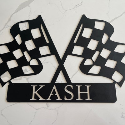 Custom Checkered Flag Racing Sign, Checkered Flag Monogram ...