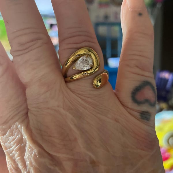 Chunky Gold Irregular Ring, Adjustable Gold Ring, Bold CZ Stackable ...