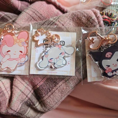 Bouquet Bunny Flowers Epoxy Acrylic Glitter Keychain Charms Cute Kawaii ...