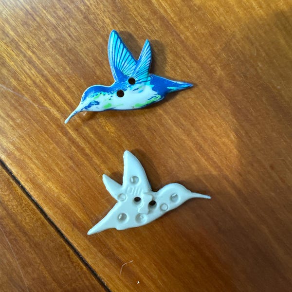 Hummingbird Buttons by Dill / Bird Sew Through Embellishments - Set of ...
