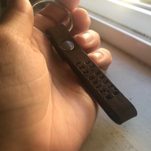 Custom Leather Keychain, Personalized Leather, Coordinates Key Ring ...