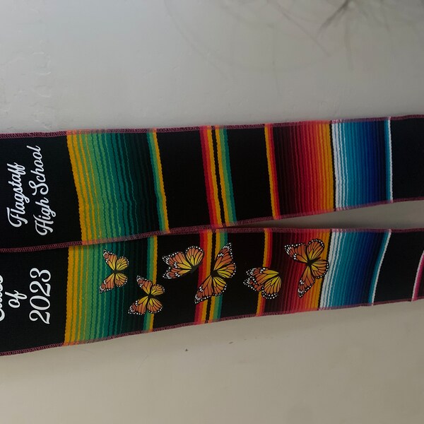 Butterfly Mexican Graduation Stole, Custom Graduation Stole, Class of ...