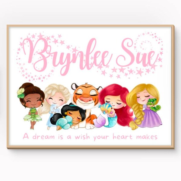 Set of 22 Princesses Digital Files, Princess Wall Decor, Princess Print ...