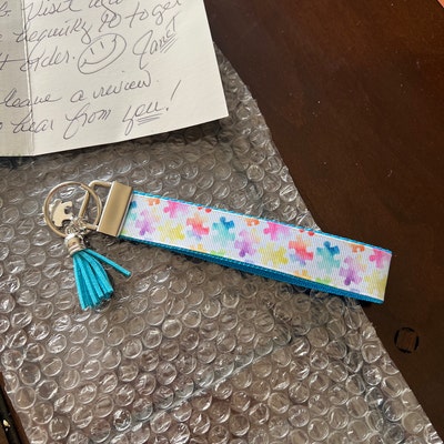 Autism Key Fob Puzzle Key Fob Autism Keychain Puzzle Piece Wristlet ...