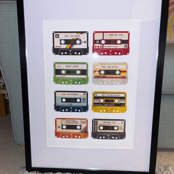 Personalised Cassette Print / Poster - Add Your Favourite Songs - Retro ...