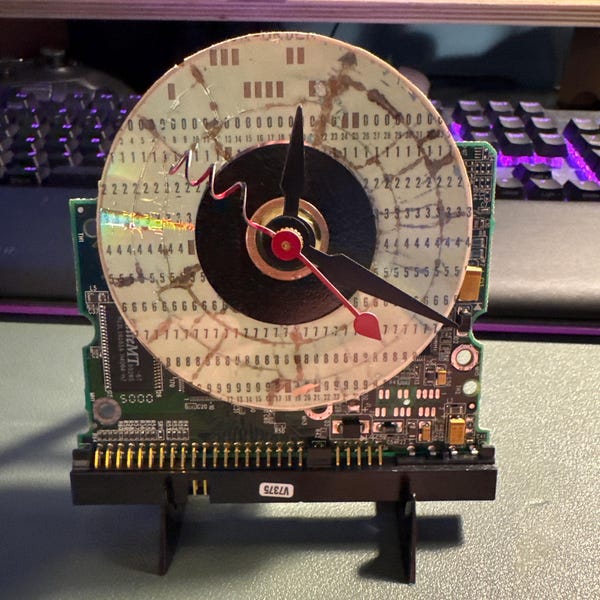 Vintage Punched Computer Punch Card on Mini CD on Circuit Board Clock ...