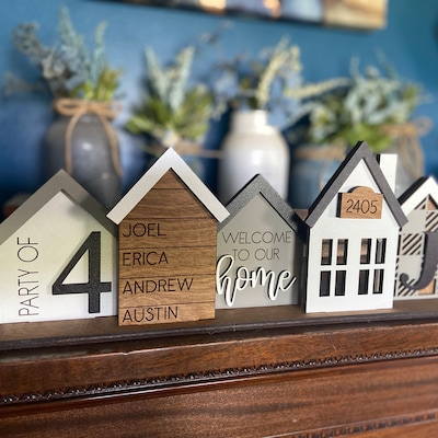 Personalized Family Sign, Custom Standing House Centerpiece, Farmhouse ...