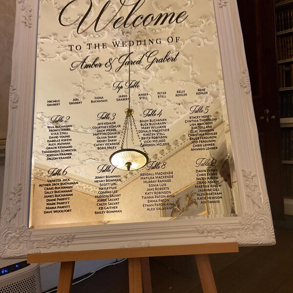 Mirror Table Plan/ Wedding Table Plan / Mirror Seating Plan/ Wedding ...