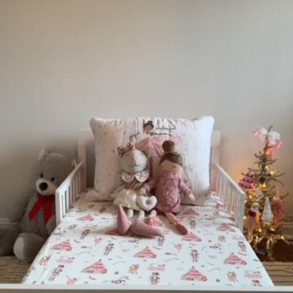 Pink Nutcracker Crib Bedding, Ballerina Baby Blanket, Pink Christmas ...