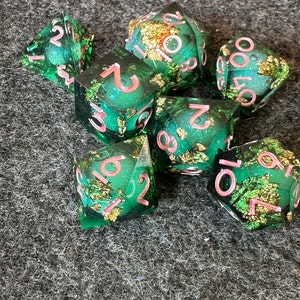 Full Set Garnet Tourmaline Glass Polyhedral Dice Set Set - Etsy