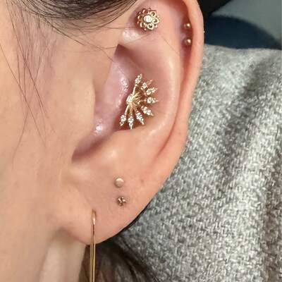 14K Gold Spikes Stud Piercing Real Gold Piercing Spikes Stud Cartilage ...