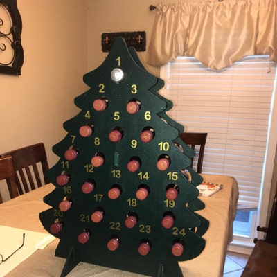 Wine Advent Calendar Wooden Tree Holds Mini Bottles of Wine, Bubbly ...