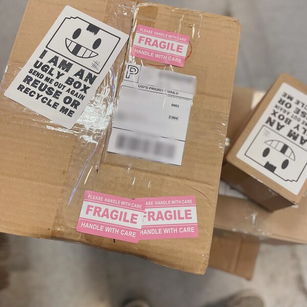 20 Ugly Box 4x6 Shipping Stickers. Recycled Box Sticker. Shipping ...
