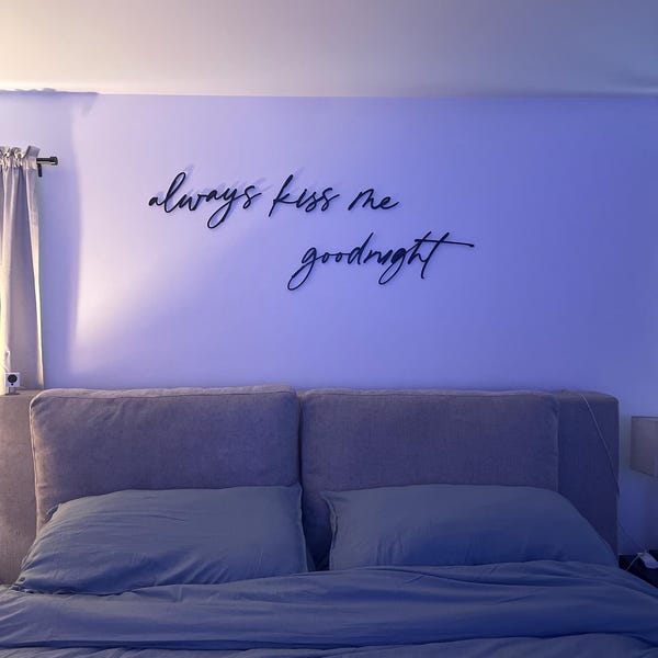 Always Kiss Me Goodnight Wall Decor Master Bedroom Sign | Word Cut Out ...