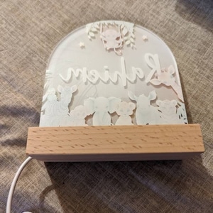 Personalised LED Animal Lamp, Kids Night Light Gift, Safari Jungle ...