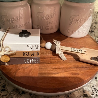 Coffee Mini Book Stack, Coffee Bar, Coffee Decor, Farmhouse Tiered Tray ...