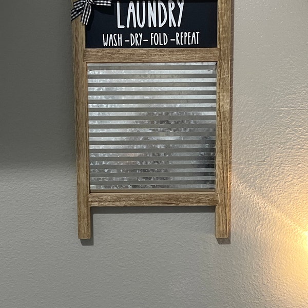 Laundry Room Decor - Washboard Sign - Wash Dry Fold Repeat - Farmhouse ...
