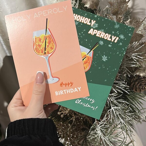 Holy Aperoly Aperol Birthday Postcard - Fun Spritz Summer Greeting Card ...