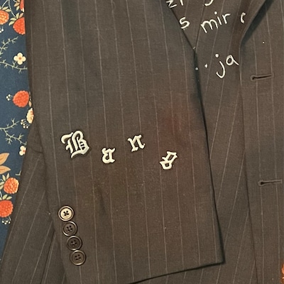 1 Old English Iron on Letters for Jean Denim & Bomber Jackets Custom ...