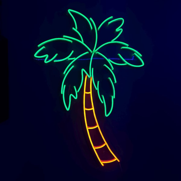 Palm Tree Neon Sign, Palm Tree Signs, Beach Neon Wall Light, Palm Tree ...