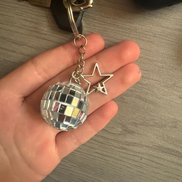 Double Star Disco Keychain L Star Silver Disco Key Accessories L Silver ...