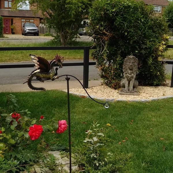 Quirky Gold Mythical Dragon Wind Spinner Garden Stake Balance Rocker ...
