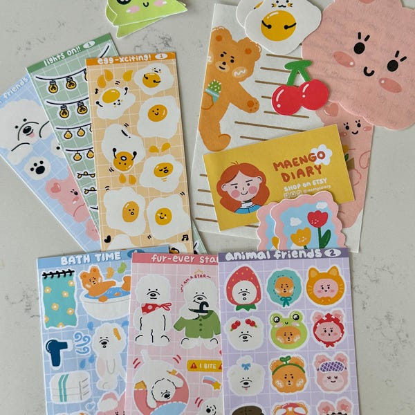 Bubble Alphabet Letters Sticker Sheet (matte) | Cute Korean Style ...