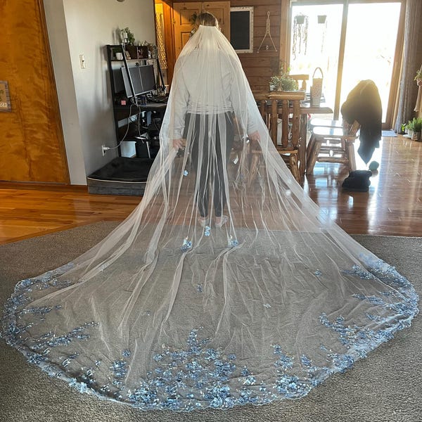 Minimalist Wedding Veil,simple Lace Veil,celestial Full Lace Bridal ...