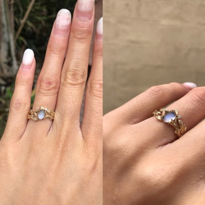 Unique Rose Gold Wedding Band Open Wedding Band Handmade Leaf - Etsy